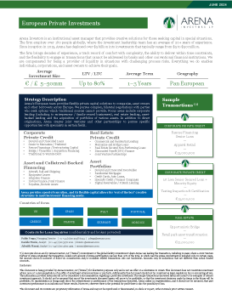 European Private Investments - Arena Investors, LP